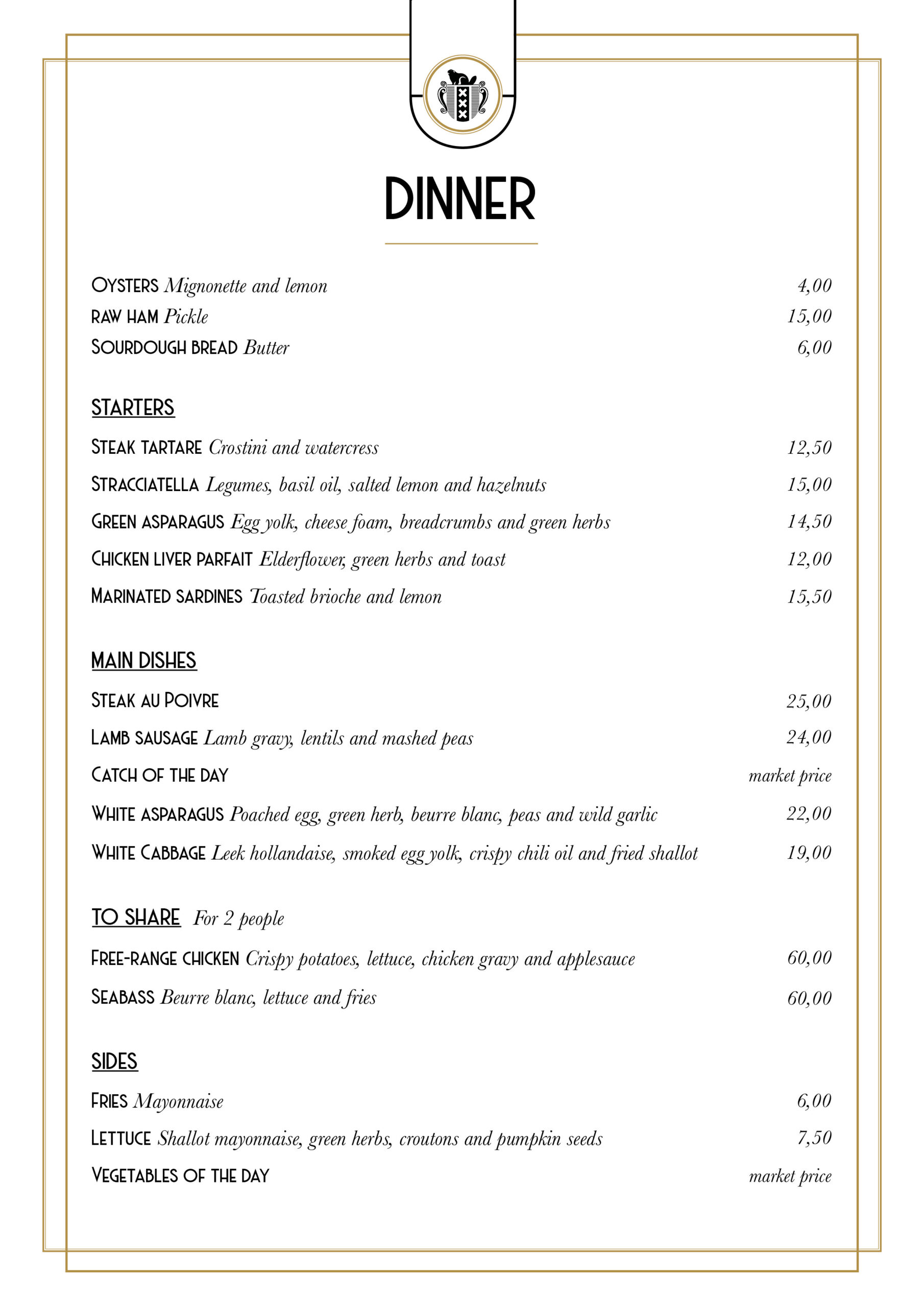 Our menus - Café Nieuw Amsterdam